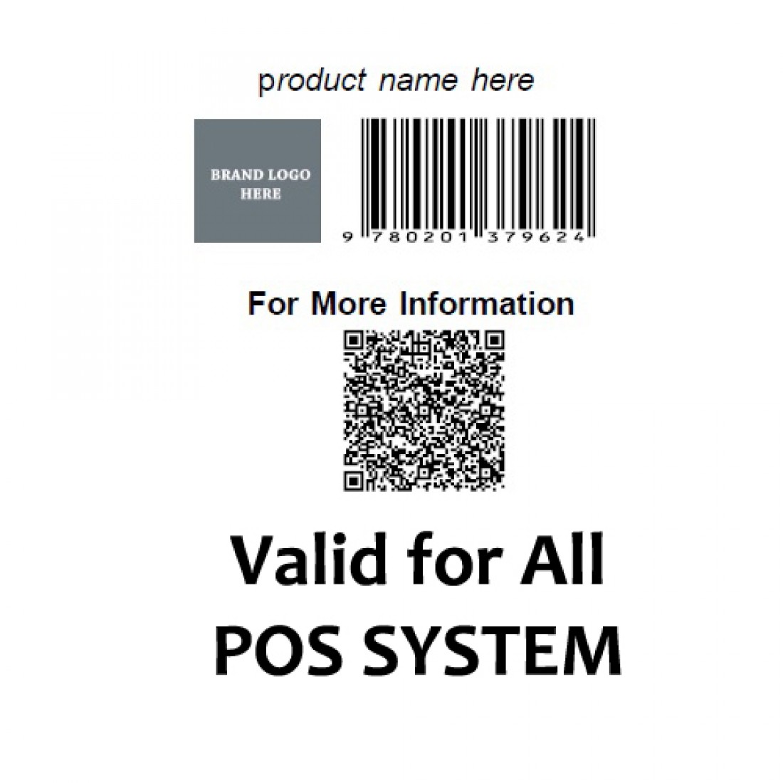 Product Barcode label for All PoS System Worldwide