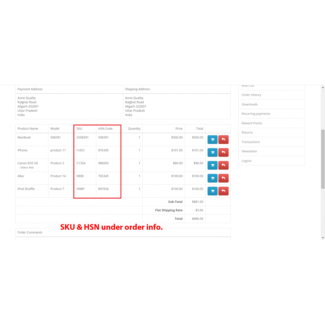 Product ID Plus HSN & SKU for Opencart 3x